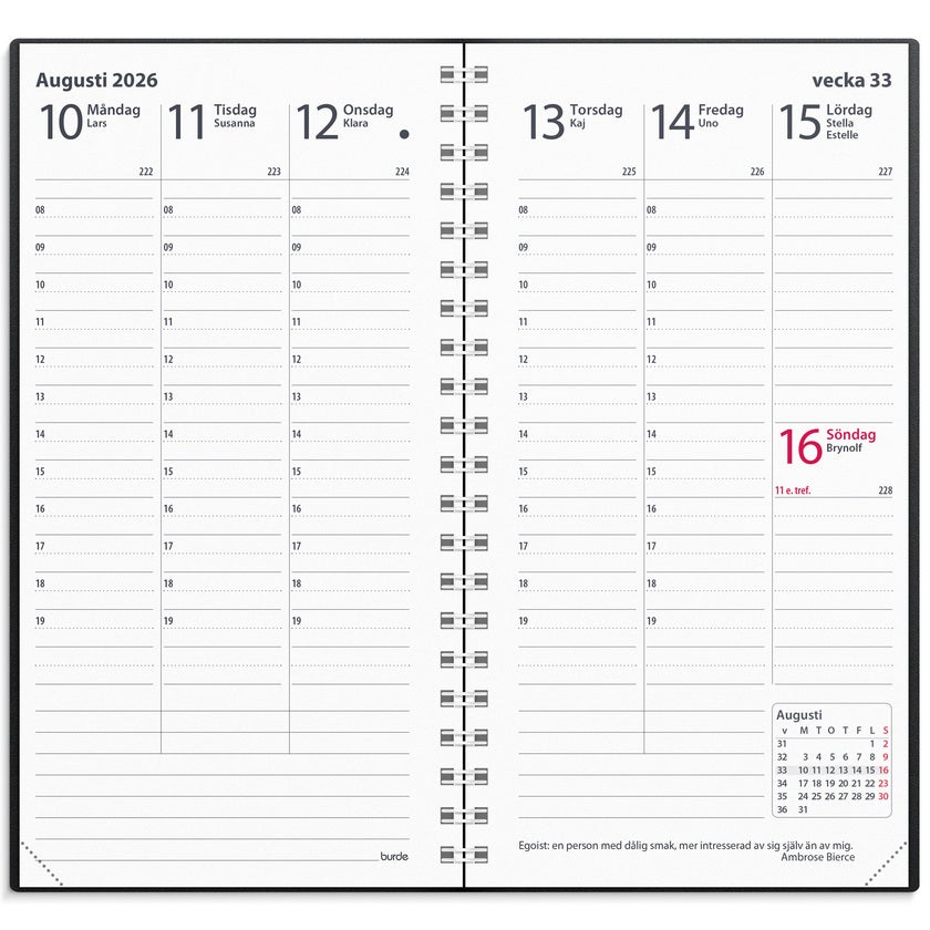 Kalender Interplano II 2026 svart plast